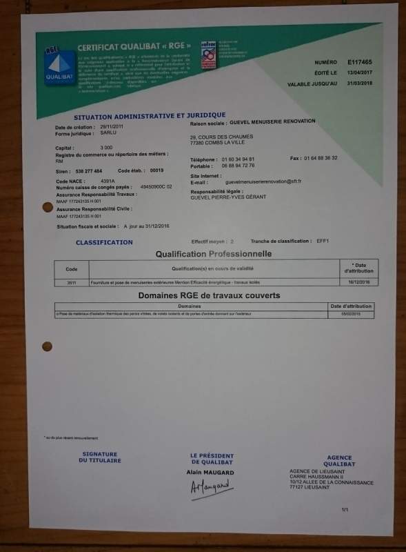 Certification Qualibat RGE & Assurance décennale